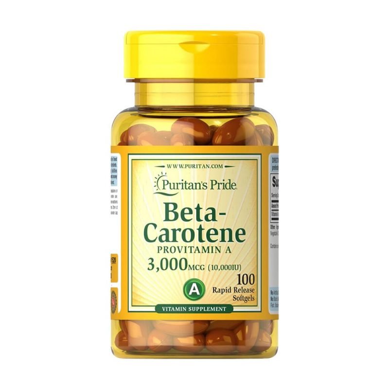 Beta-Carotene Vitamin A 3,000mcg (10,000IU) 100 Softgels – vitaminsmenu.com
